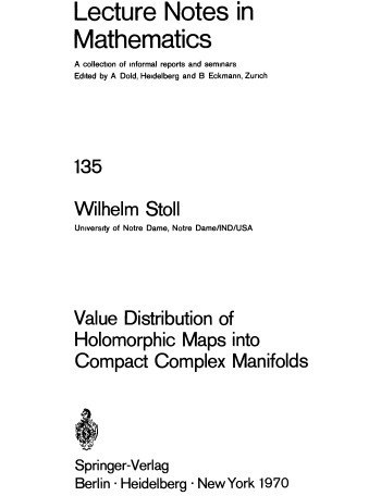 خرید و قیمت دانلود کتاب Value Distribution of Holomorphic Maps into ...