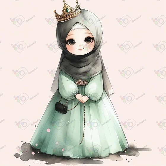 خرید و قیمت بک گراند کودکانه دختر ناز محجبه تاجدار کد 41236 ویژه عکس