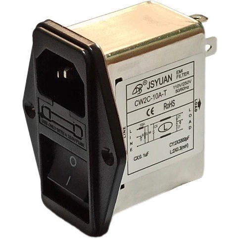 خرید و قیمت نویز فیلتر 10 آمپر تک فاز کلید دار پاور خور JSYUAN مدل CW2C-10A-T | ترب
