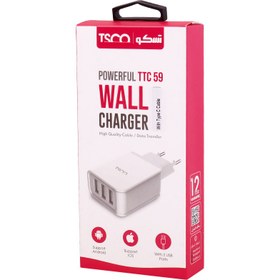 خرید و قیمت شارژر دیواری TSCO TTC 59 3Port 3.1A 15.5W + کابل تایپ سی | ترب
