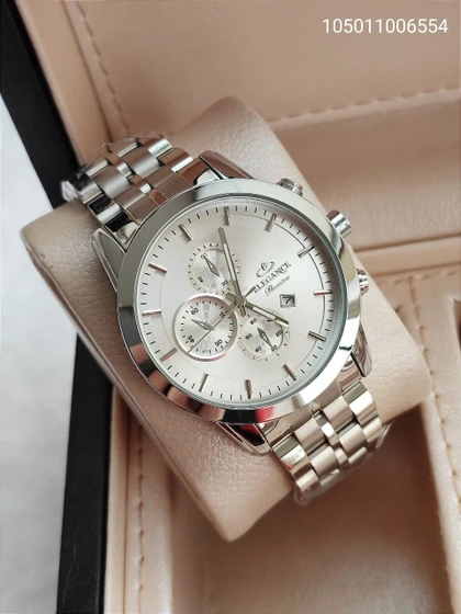 خرید و قیمت ساعت مردانه فلزی الگانس موتور ژاپن دوقفله مخفی جنس استیل با کیفیت رنگ ثابت کد ...