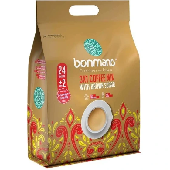خرید و قیمت کافی میکس 3 در 1 بن مانو با شکر قهوه ای BONMANO Coffee mix ...