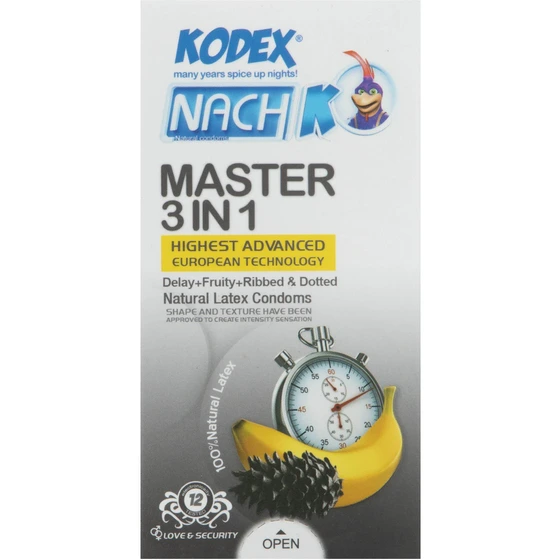 خرید و قیمت کاندوم تاخیری ناچ کدکس (Nach Kodex) مدل Master 3In1 بسته 12 عددی ا بهداشت جنسی | ترب