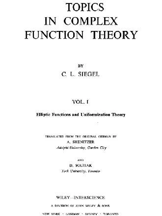 خرید و قیمت دانلود کتاب Topics in Complex Function Theory, Vol. 1: Elliptic Functions and ...