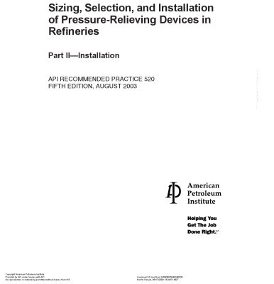 خرید و قیمت دانلود کتاب API RP 520 Sizing, Selection, and Installation of Pressure-Relieving ...