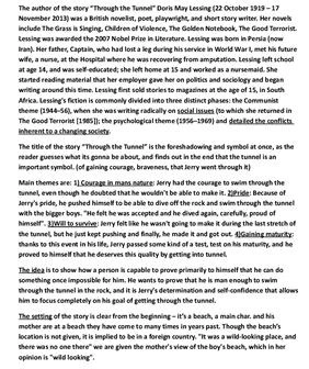 خرید و قیمت دانلود کتاب Analysis of the story Through the tunnel by ...