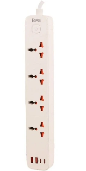 خرید و قیمت چند راهی برق و شارژر بیوا Biva PS-05 Power Strip دارای 4 پورت | ترب