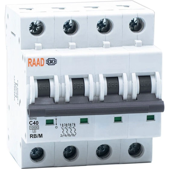 خرید و قیمت کلید مینیاتوری 4 پل 40 آمپر RB-M-4P-C40-10KA رعد | ترب