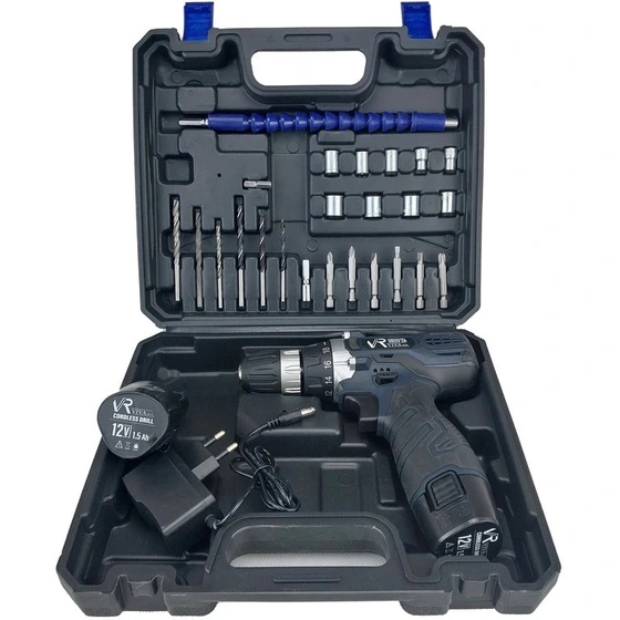 خرید و قیمت دریل پیچ گوشتی شارژی ویوارکس مدل VR12V-2A-NEW مجموعه 28 عددی | ترب