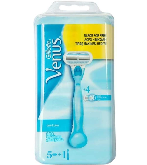 خرید و قیمت خود تراش زنانه 3 لبه با تیغ یدک 5 تایی Venus Close & Clean ...