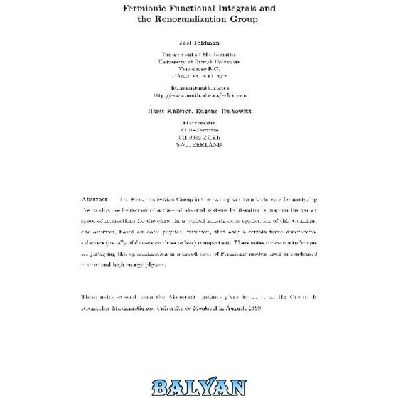 خرید و قیمت دانلود کتاب Fermionic Functional Integrals and the Renormalization Group | ترب