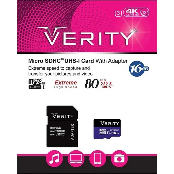 خرید و قیمت رم میکرو 256 گیگ VERITY مدل U3 80MB/s 533X آداپتور دار | ترب