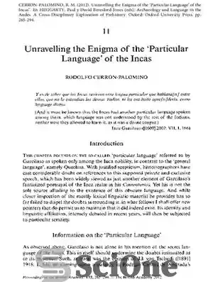 خرید و قیمت دانلود کتاب Unravelling the Enigma of the ÿParticular LanguageÖ of the Incas - کشف ...