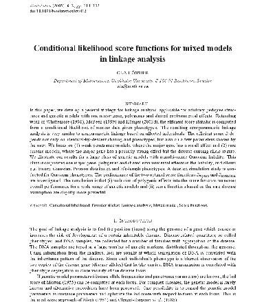 خرید و قیمت دانلود کتاب Conditional likelihood score functions for mixed models in linkage ...