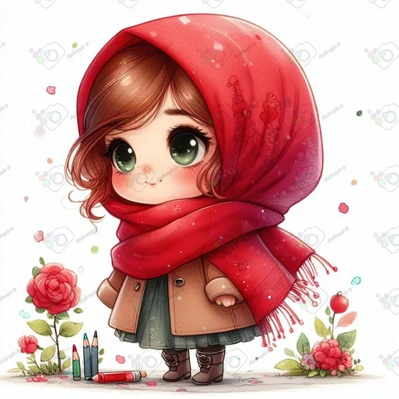 خرید و قیمت بک گراند کودکانه دختر ناز کوچولو با شال قرمز کد 41303 ویژه