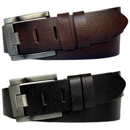 خرید و قیمت GoDeri ست 100% چرم اصل 2 زبانه پهن مشکی، قهوه ای جین 4.5 ...