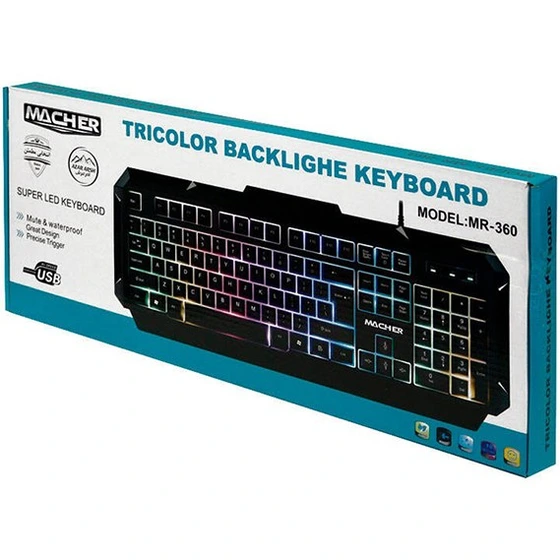 خرید و قیمت کیبورد گیمینگ مچر MACHER MR-360 Gaming RGB Stock | ترب