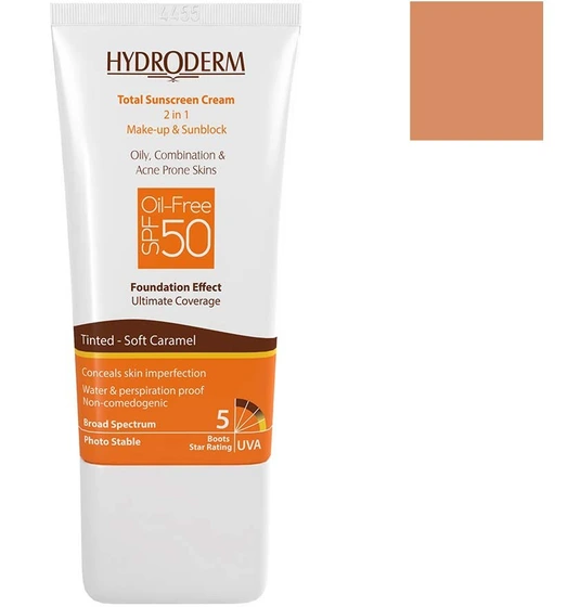خرید و قیمت ضد آفتاب کرم پودری 2در1 با spf50 هیدرودرم 1-کاراملی ا ...