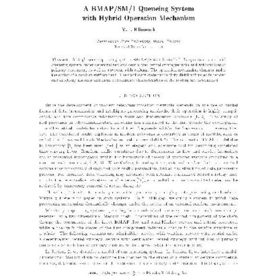 خرید و قیمت دانلود کتاب A BMAP/SM/1 Queueing System with Hybrid Operation Mechanism | ترب