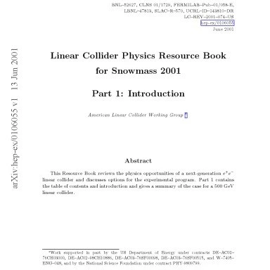 خرید و قیمت دانلود کتاب Linear Collider Physics Resource Book Part 1 ...