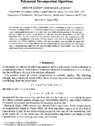 خرید و قیمت دانلود کتاب Polynomial decomposition algorithm 1989 | ترب