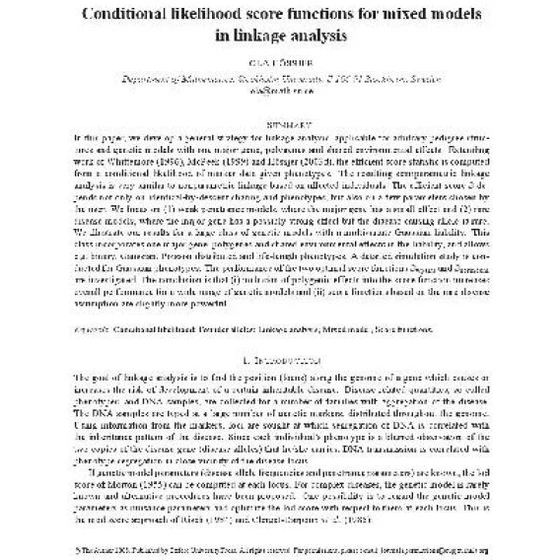خرید و قیمت دانلود کتاب Conditional likelihood score functions for mixed models in linkage ...