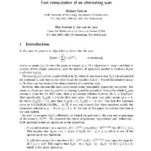 خرید و قیمت دانلود کتاب Fast computation of an alternating sum | ترب