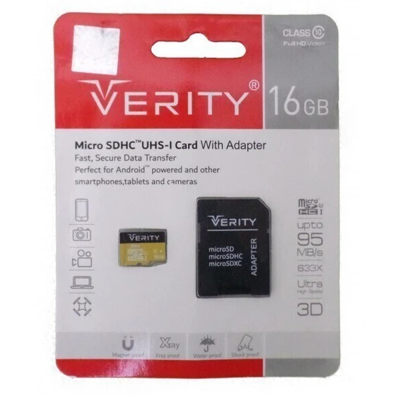 خرید و قیمت کارت حافظه VERITY 16G سرعت 95MB/S همراه با آداپتور | ترب