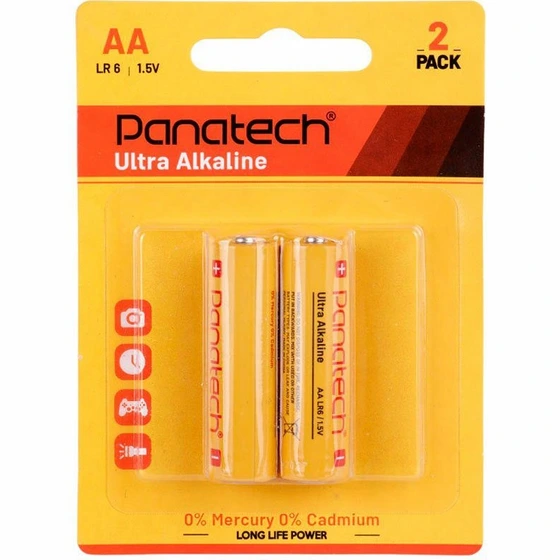 خرید و قیمت باتری قلمی پاناتک (Panatech) مدل Ultra Alkaline LR6 AA (کارتی 2 تایی) | ترب