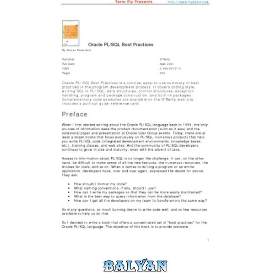 خرید و قیمت دانلود کتاب Oracle Plsql Best Practices ترب