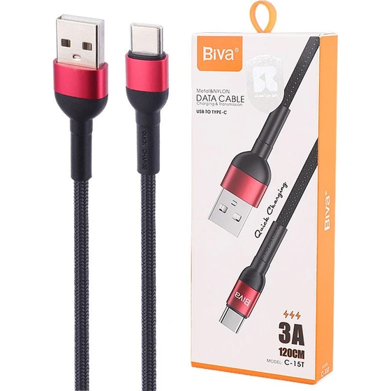 خرید و قیمت کابل تایپ سی فست شارژ Biva C-15T 3A 1.2m | ترب