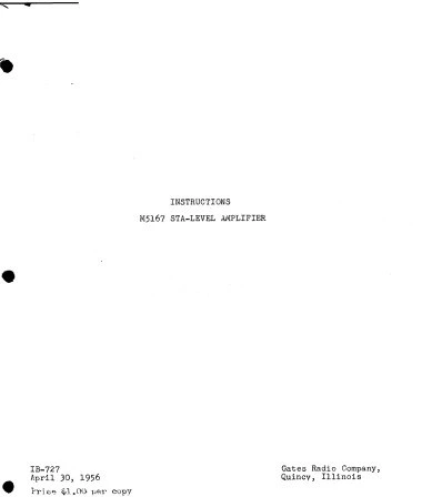 خرید و قیمت دانلود کتاب GATES M5167 Sta-Level Amplifier (broadcast ...