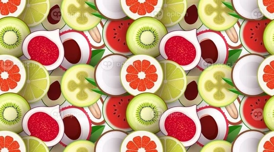 خرید و قیمت دانلود وکتور پترن بافت بدون درز میوه با تکه های میوه ...