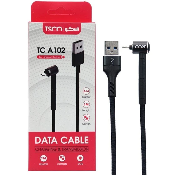 خرید و قیمت کابل میکرو یو اس بی کنفی تسکو TSCO TC A102 2.1A 1m یکسر L | ترب