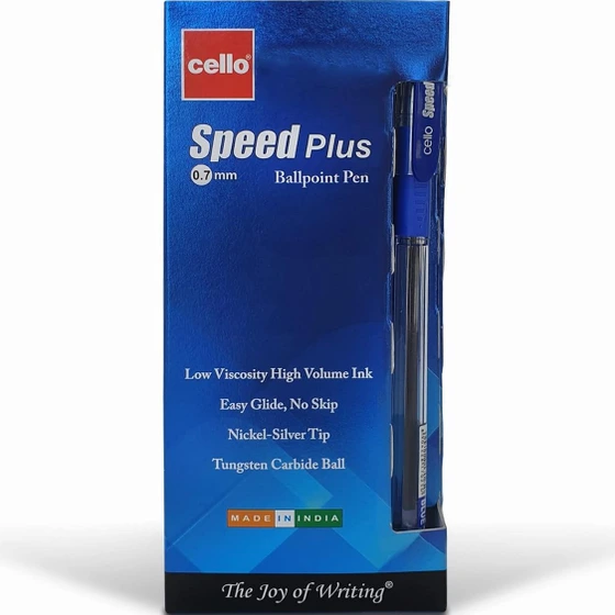 خرید و قیمت قلم توپی Cello Speed Plus 0.7mm جعبه 12Pc آبی، نوشته صاف ...