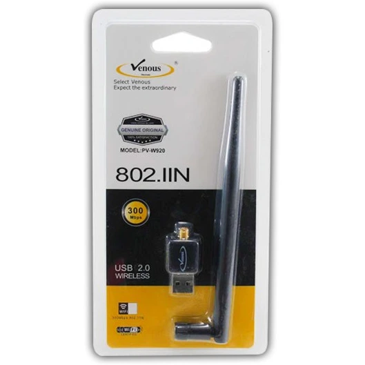 خرید و قیمت دانگل شبکه USB بی سیم VENOUS ونوس مدل PV-T920 آنتن بلند 300 Mbps | ترب