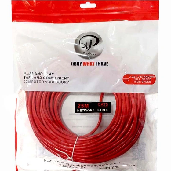 خرید و قیمت کابل شبکه Cat5 25 متری XP RED | ترب
