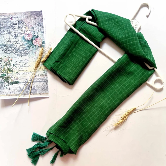 خرید و قیمت شال نخی لنین رنگ سبز چمنی | ترب