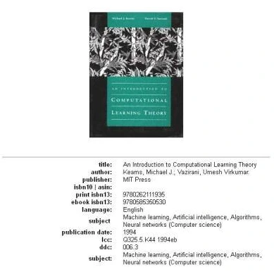 خرید و قیمت دانلود کتاب An introduction to computational learning ...