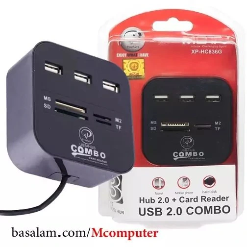 خرید و قیمت هاب 3 پورت رم ریدر دار USB 2.0 ایکس پی XP-HC836G | ترب