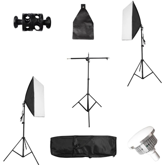 خرید و قیمت کیت دو شاخه هولدر تک لامپ Dual Studio Softbox Photography ...