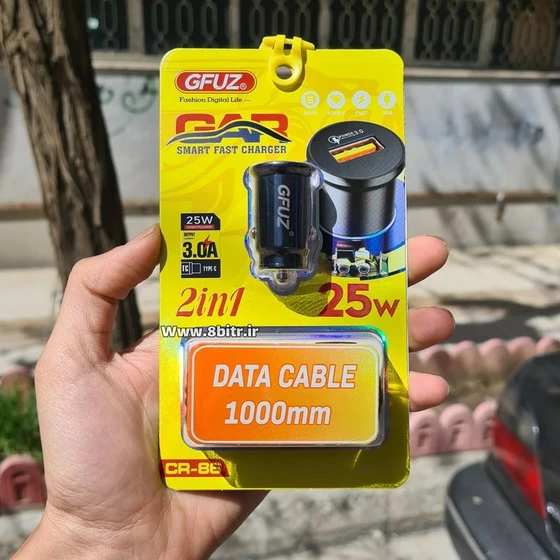 خرید و قیمت شارژر فندکی همراه کابل تایپ سی GFUZ مدل CR-86 | ترب