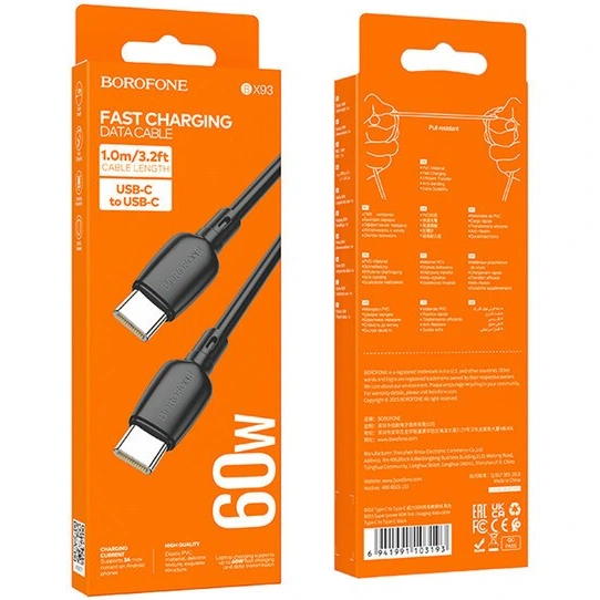 خرید و قیمت کابل USB-C بروفون مدل BX93 60 W طول 1 متر ( دو سر تایپ C ...