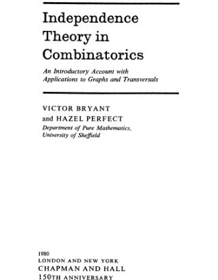 خرید و قیمت دانلود کتاب Independence theory in combinatorics 1980 | ترب