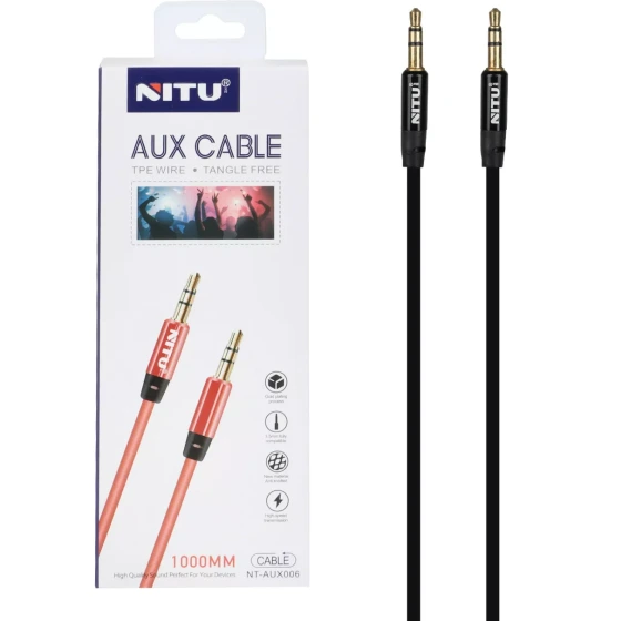 خرید و قیمت کابل صدا 1 متری NITU AUX مدل 006 - مشکی | ترب