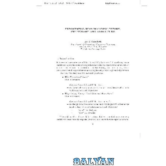 خرید و قیمت دانلود کتاب Exponential Sums In Coding Theorycryptology And Algorithms ترب