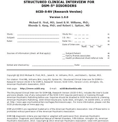 خرید و قیمت دانلود کتاب SCID 5-RV Structured Clinical Interview for DSM ...