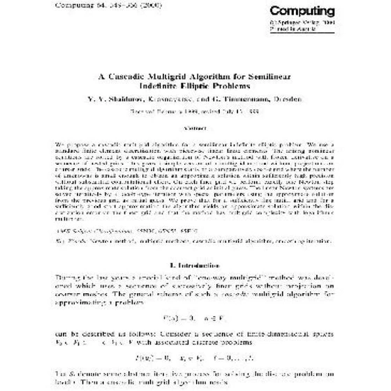خرید و قیمت دانلود کتاب A Cascadic Multigrid Algorithm For Semilinear Indefinite Elliptic