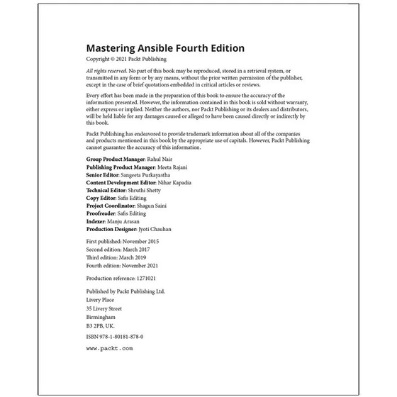 خرید و قیمت کتاب Mastering Ansible Fourth Edition اثر جمعی از نویسندگان انتشارات رایان کاویان | ترب