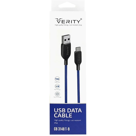 خرید و قیمت کابل دیتا و شارژ Type-C VERITY مدل 3148 آبی | ترب